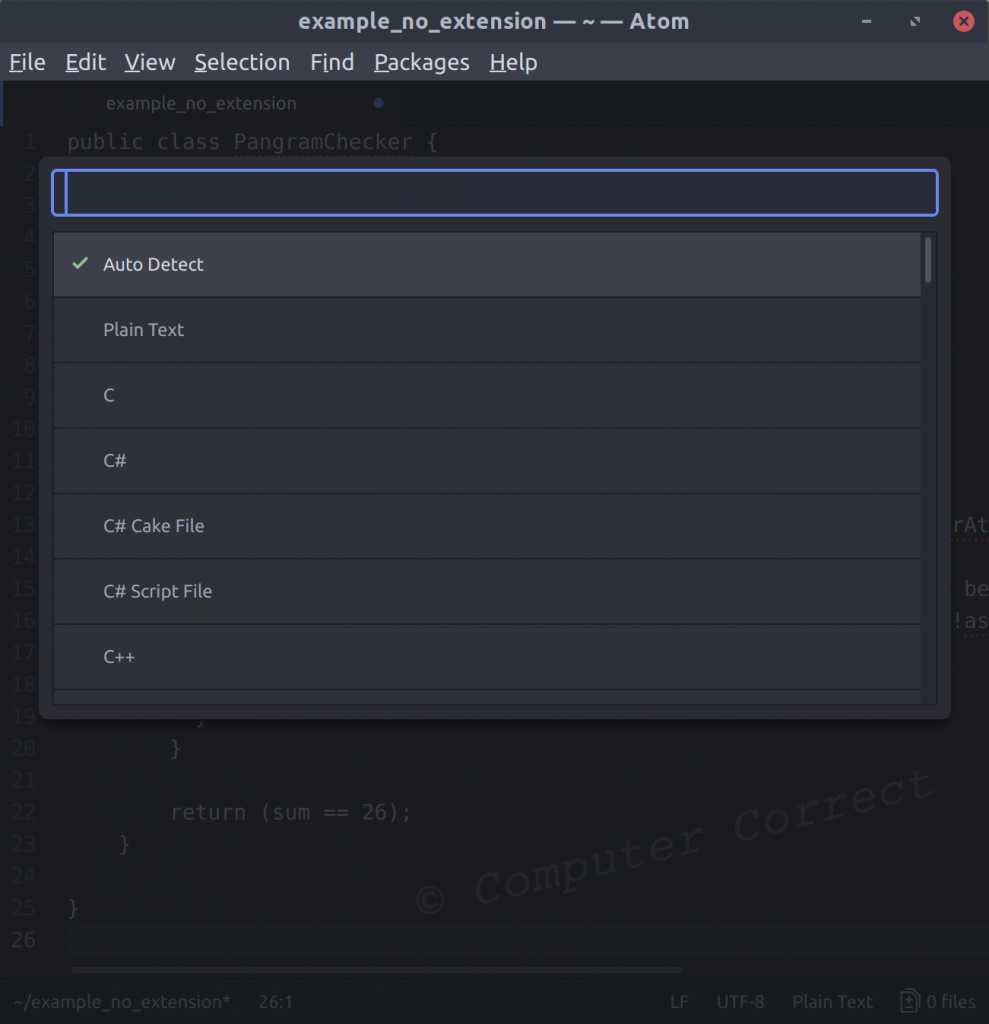 Change Syntax Language Highlighting in Atom – Computer Correct